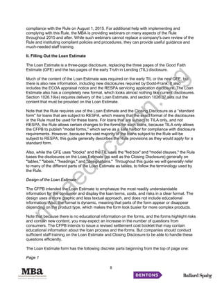 MBA Compliance Essentials TILA RESPA Integrated Disclosure (TRID ...