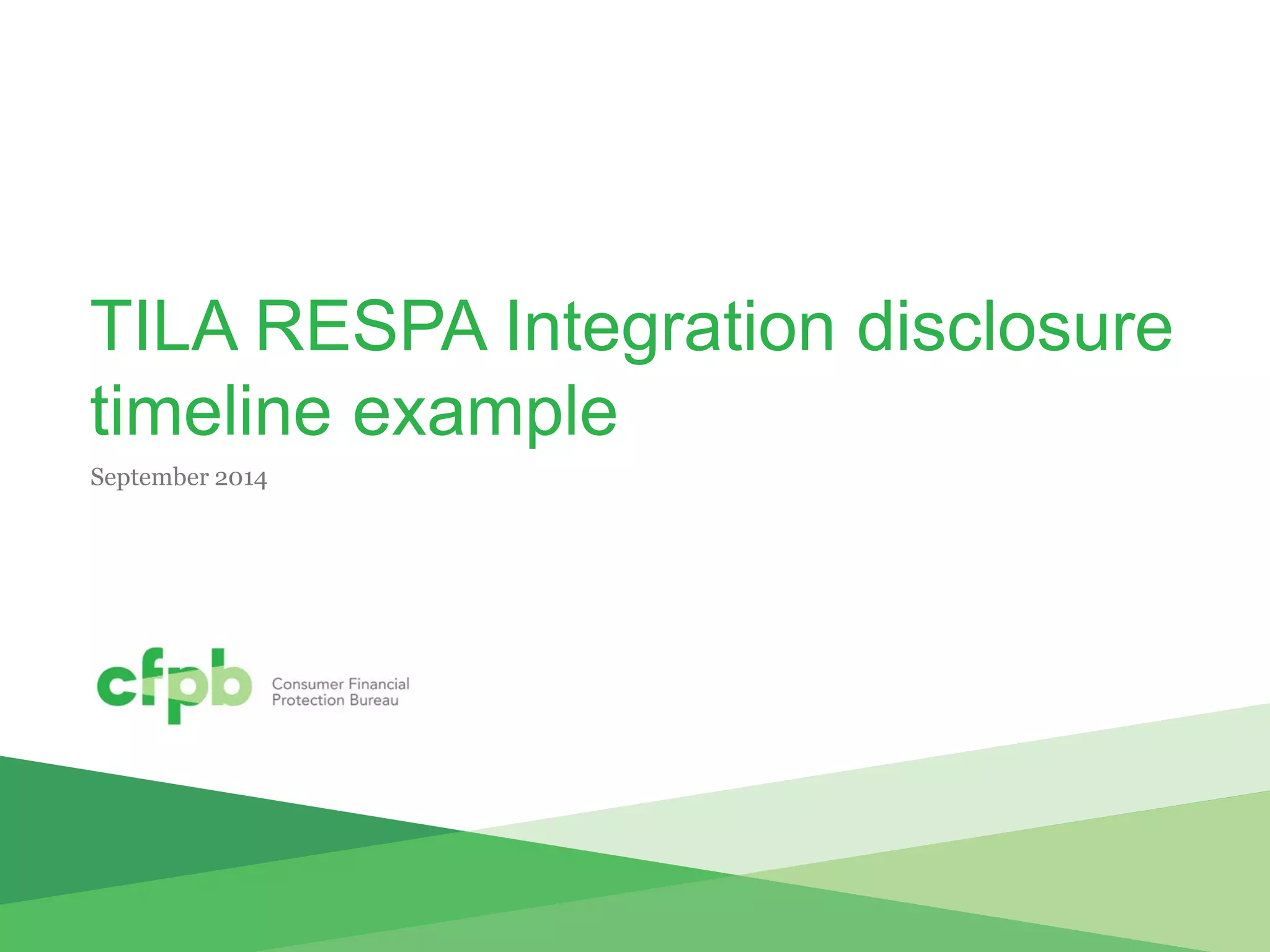 TILA RESPA Integration Disclosure Timeline Example | PDF