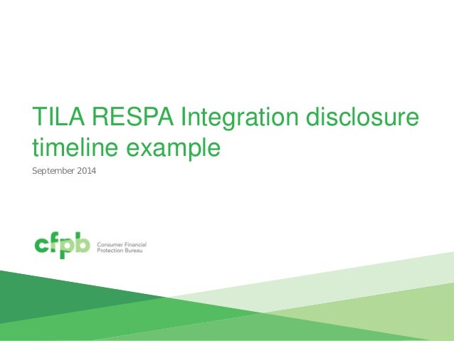 TILA RESPA Integration Disclosure Timeline Example