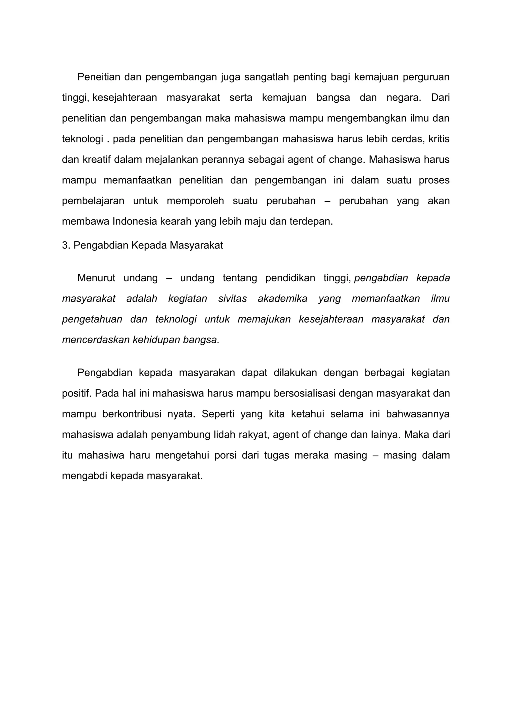 Tri dharma perguruan tinggi terdiri dari 3 poin | DOCX
