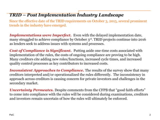 PwC Publication: TRID industry landscape 042216 | PPT | Financial ...