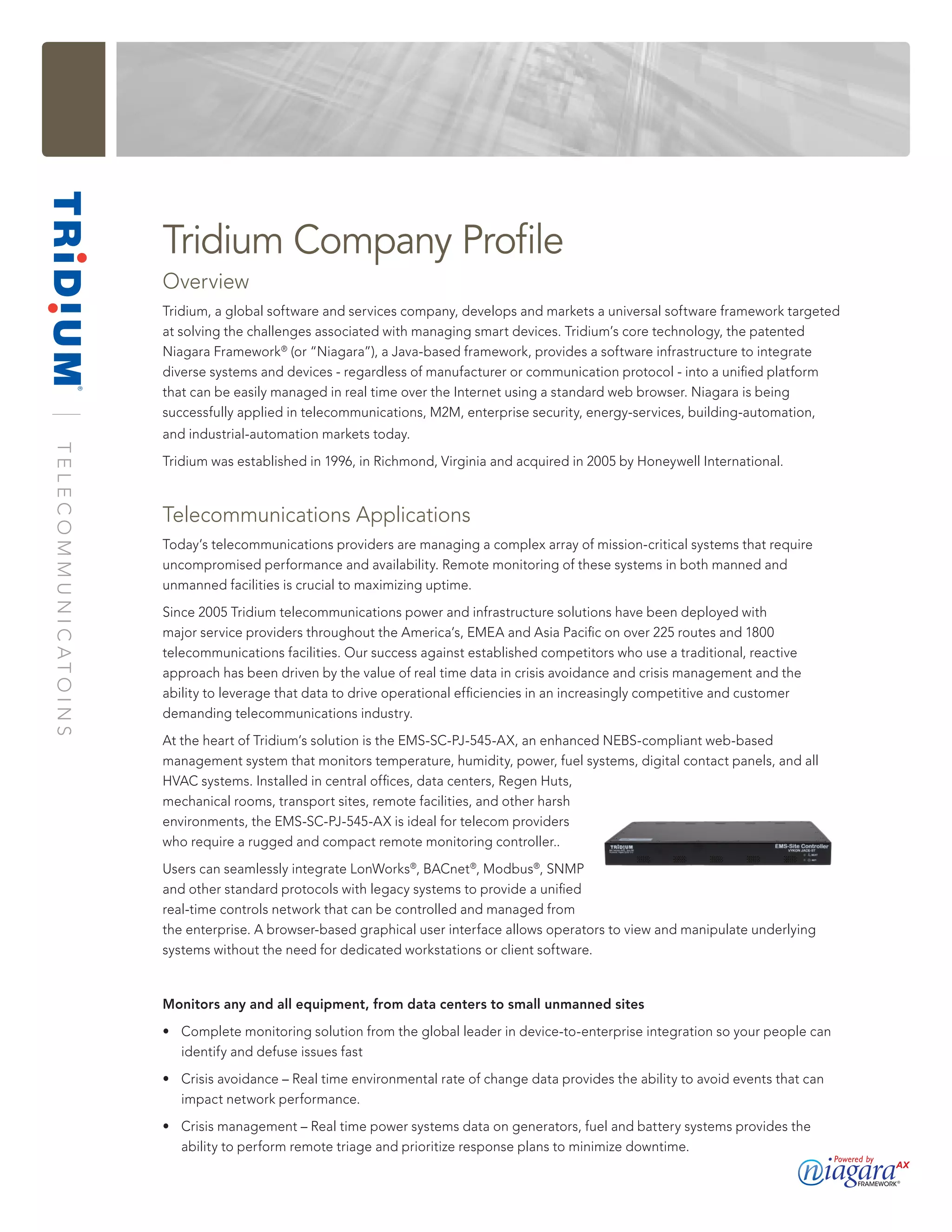 Tridium Telecom Profile | PDF