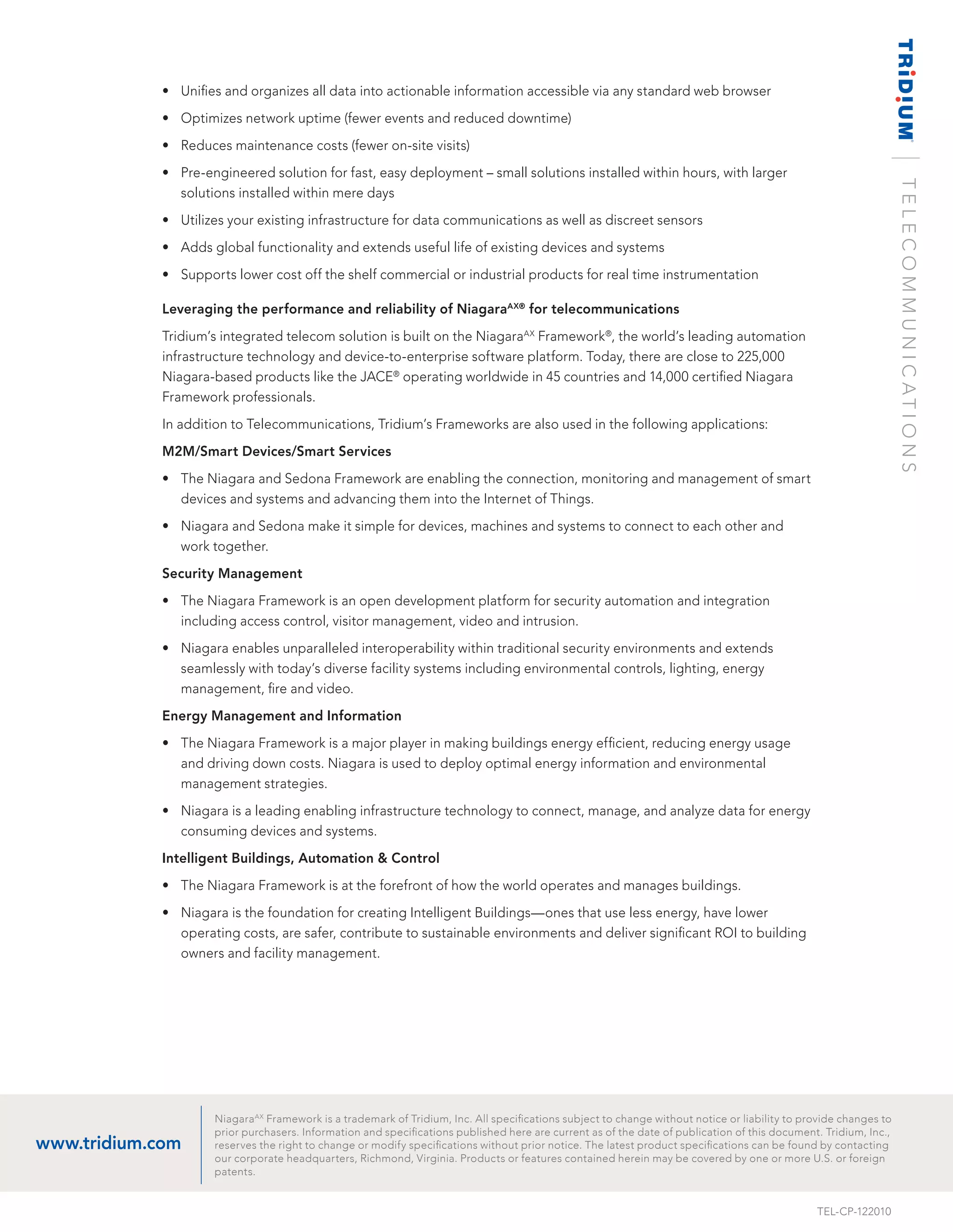 Tridium Telecom Profile | PDF
