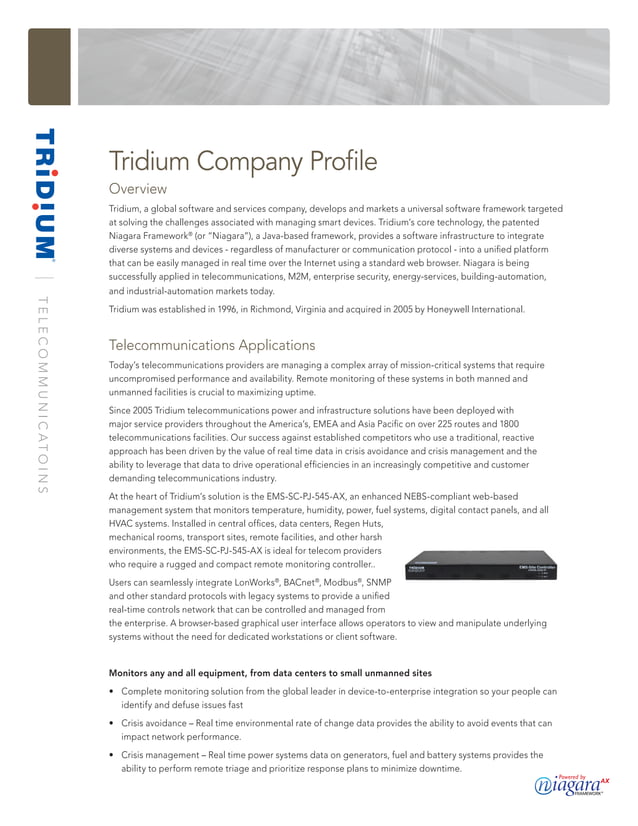 Tridium Telecom Profile | PDF