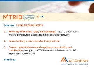 TRID (TILA/RESPA Integrated Disclosures) | PDF