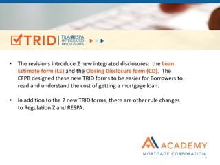 TRID (TILA/RESPA Integrated Disclosures) | PDF