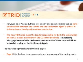 TRID (TILA/RESPA Integrated Disclosures) | PPT
