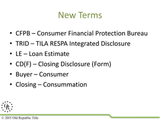 Trid regulations presentation by H & H settlement | PPT