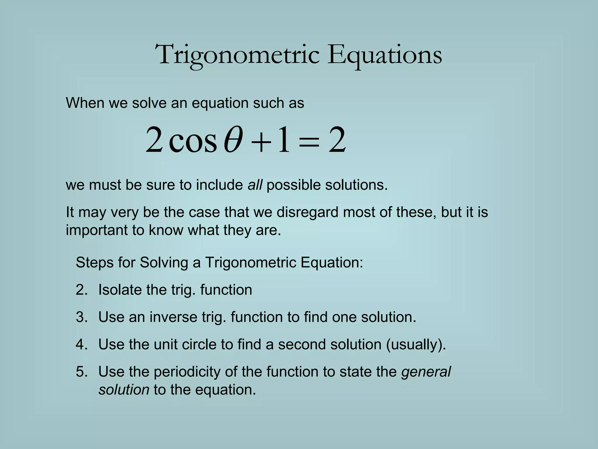 Trig Equations For Upload | PPT | Physics | Science