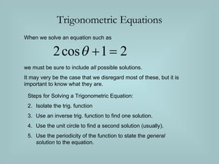 Trig Equations For Upload | PPT | Physics | Science