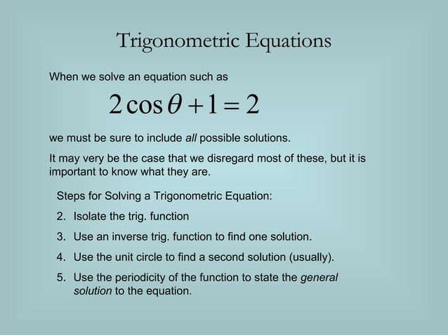 Trig Equations For Upload | PPT