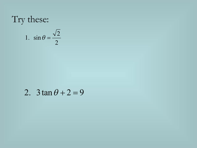 Trig Equations For Upload | PPT