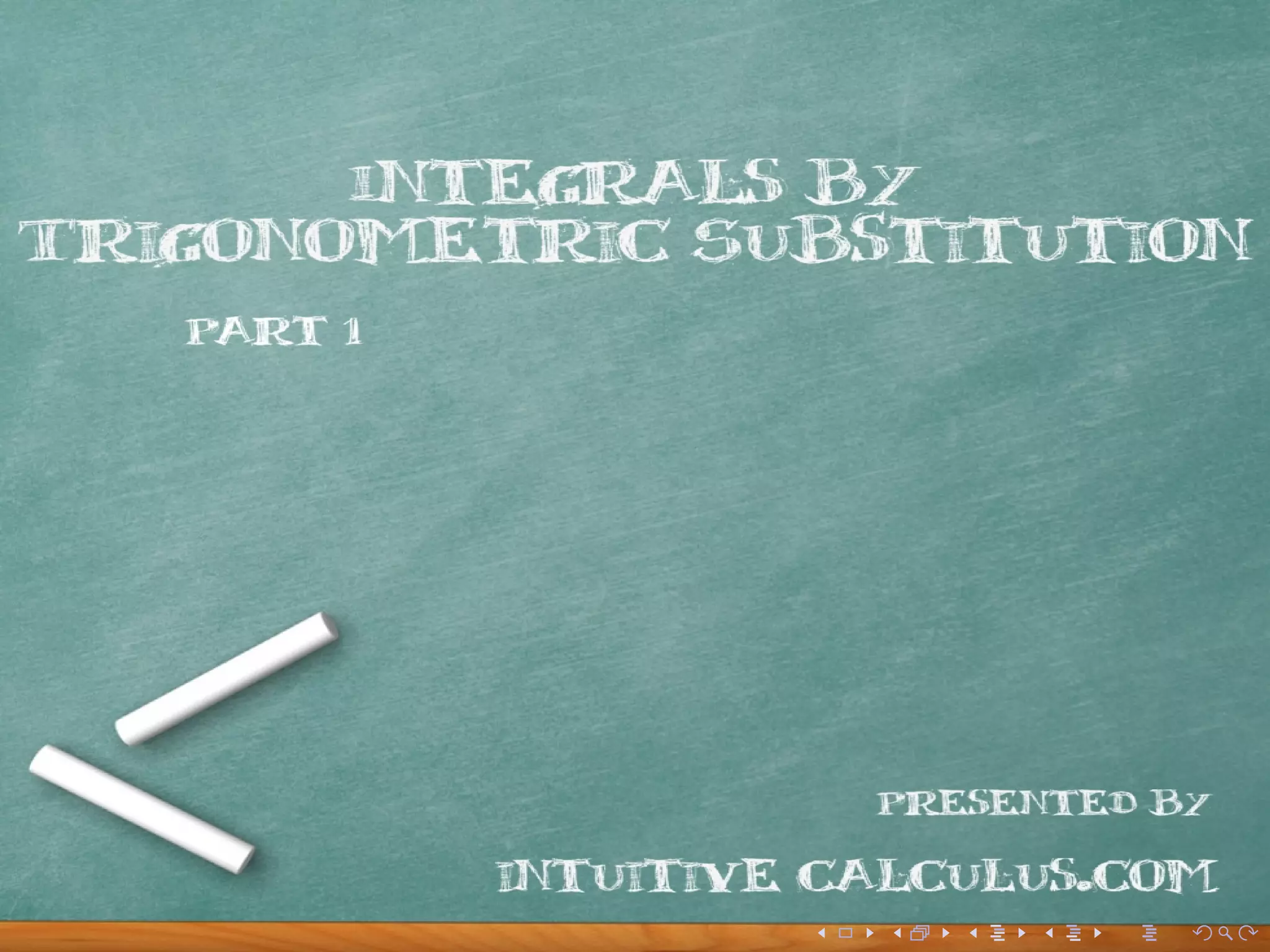 Integrals By Trigonometric Substitution Pdf