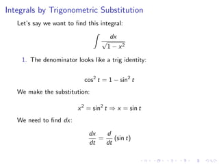 Integrals by Trigonometric Substitution | PDF