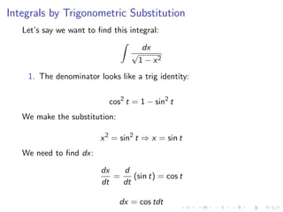 Integrals by Trigonometric Substitution | PDF
