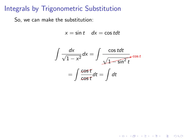 Integrals By Trigonometric Substitution Pdf Science