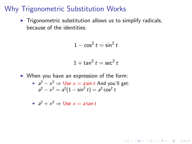Integrals by Trigonometric Substitution | PDF | Science