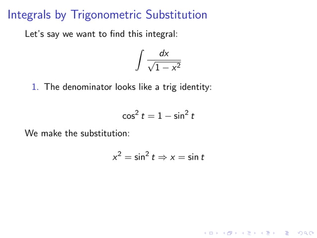 Integrals by Trigonometric Substitution | PDF | Science