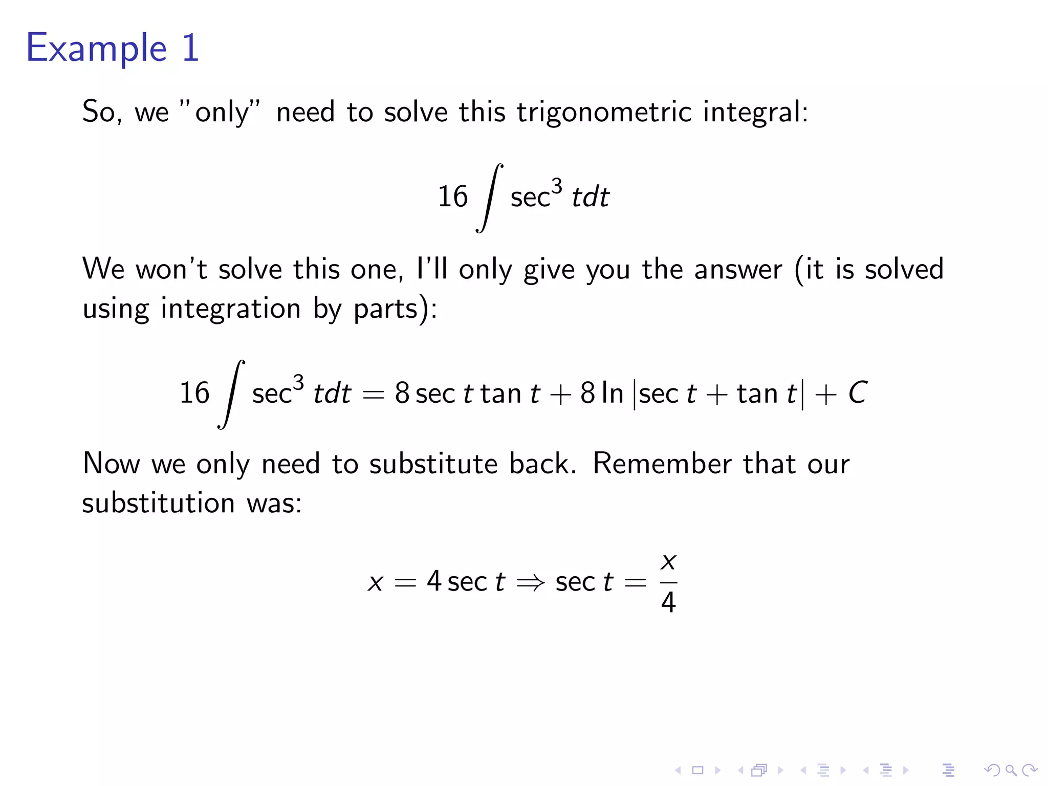 Integrals by Trigonometric Substitution, Part 2 | PDF