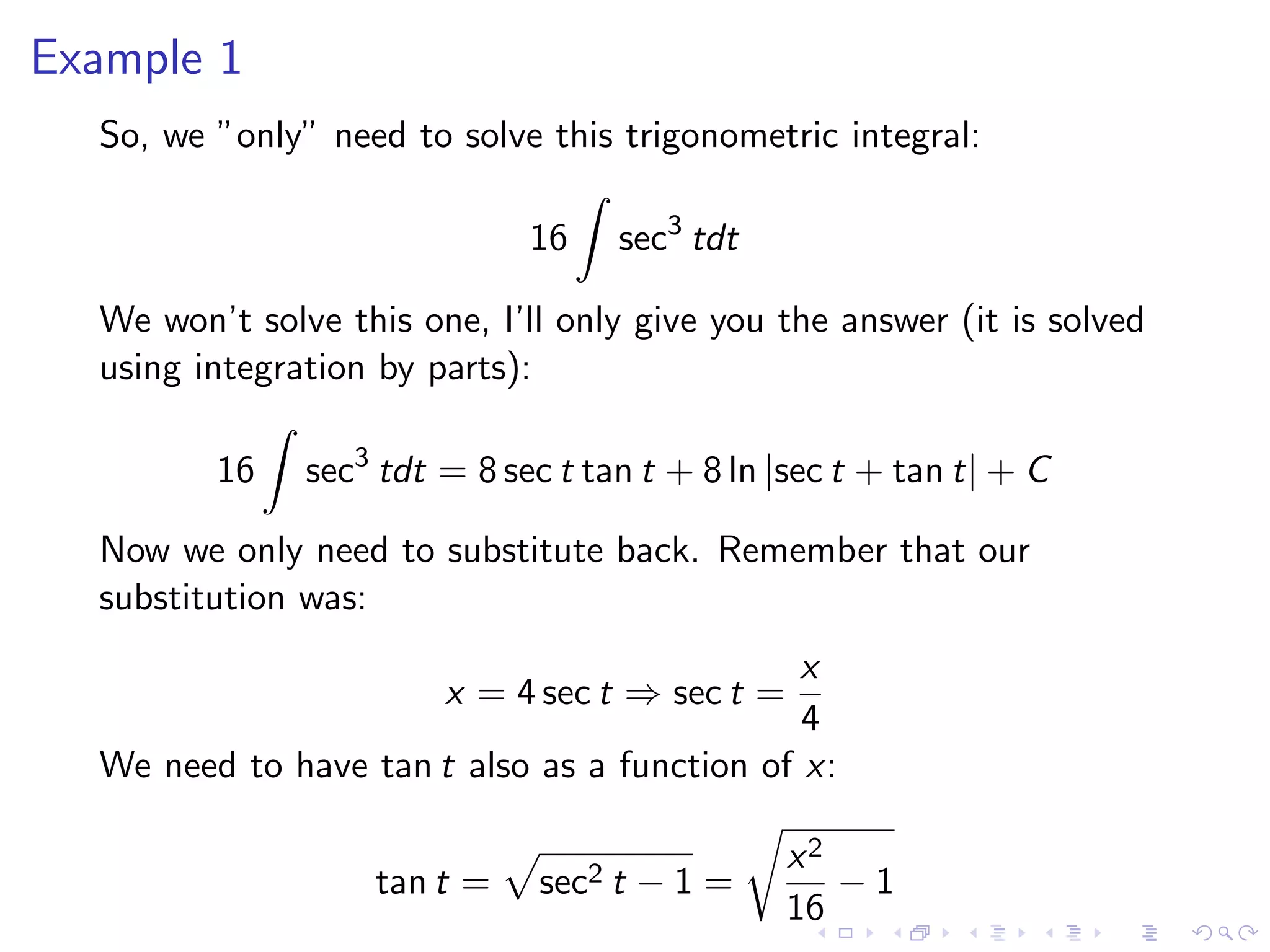 Integrals By Trigonometric Substitution Part 2 Ppt