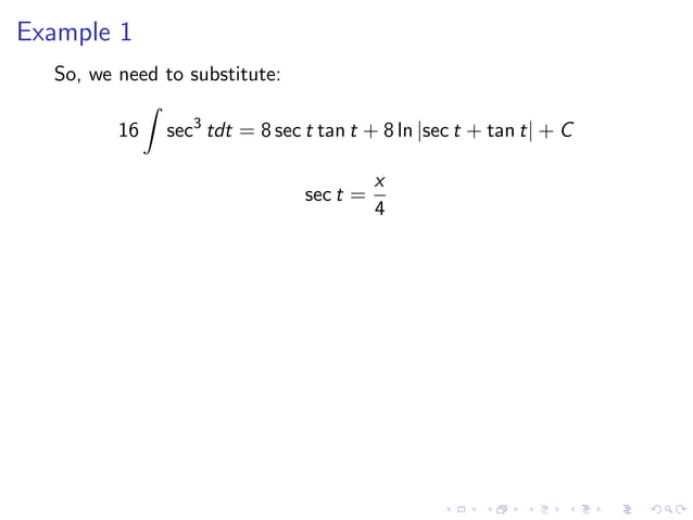 Integrals by Trigonometric Substitution, Part 2 | PPT