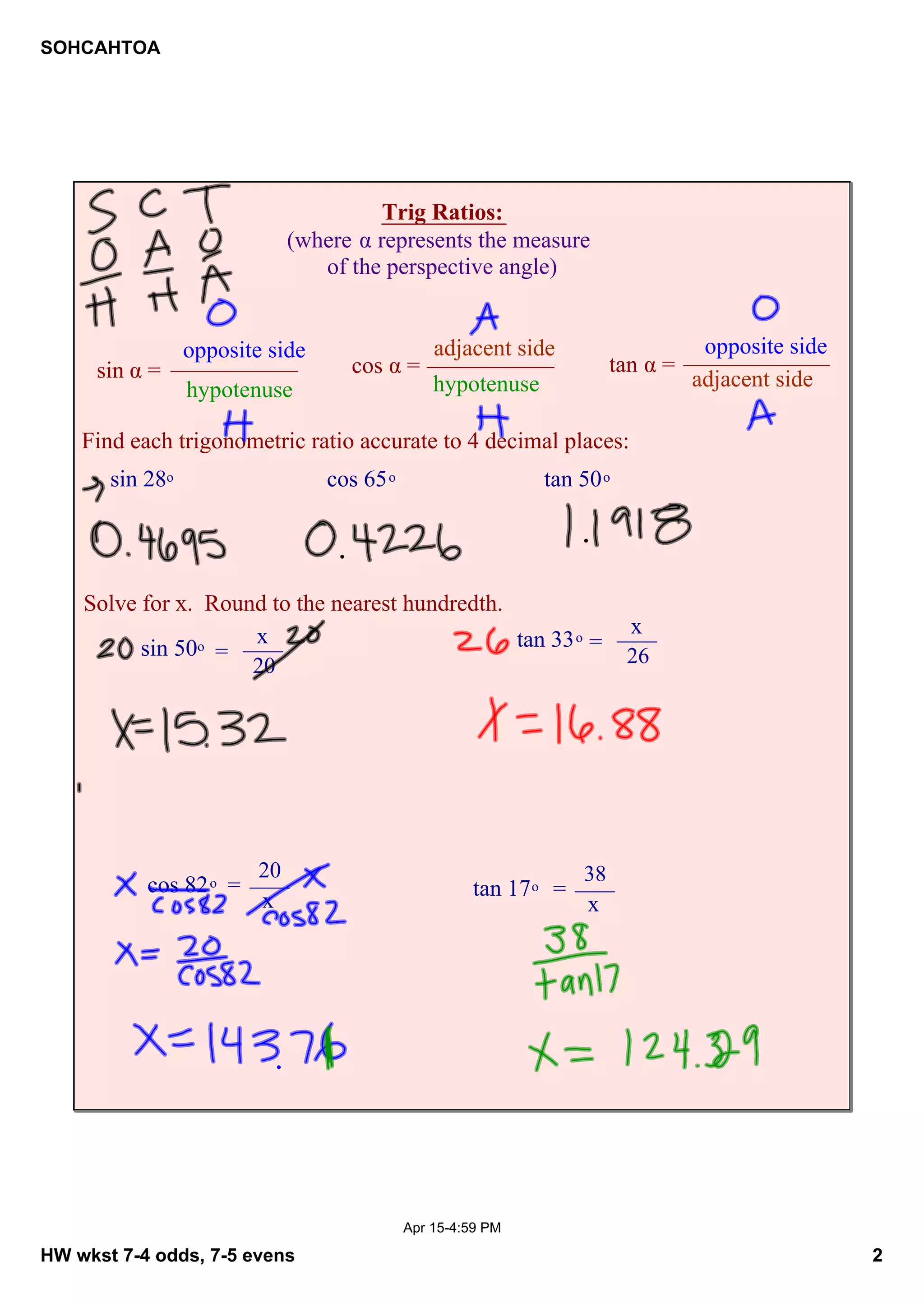 Trig 1 notes | PDF