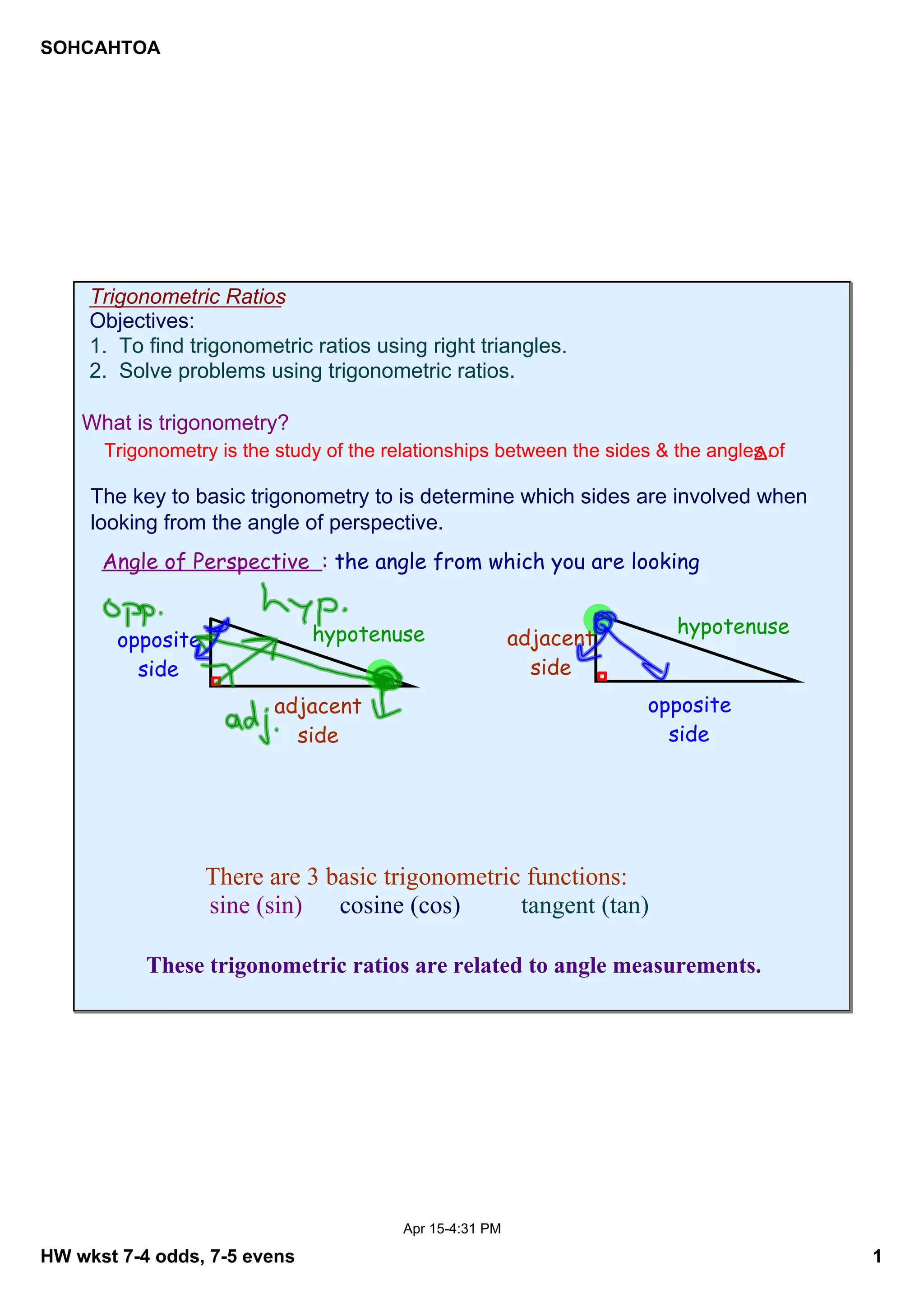 Trig 1 notes | PDF