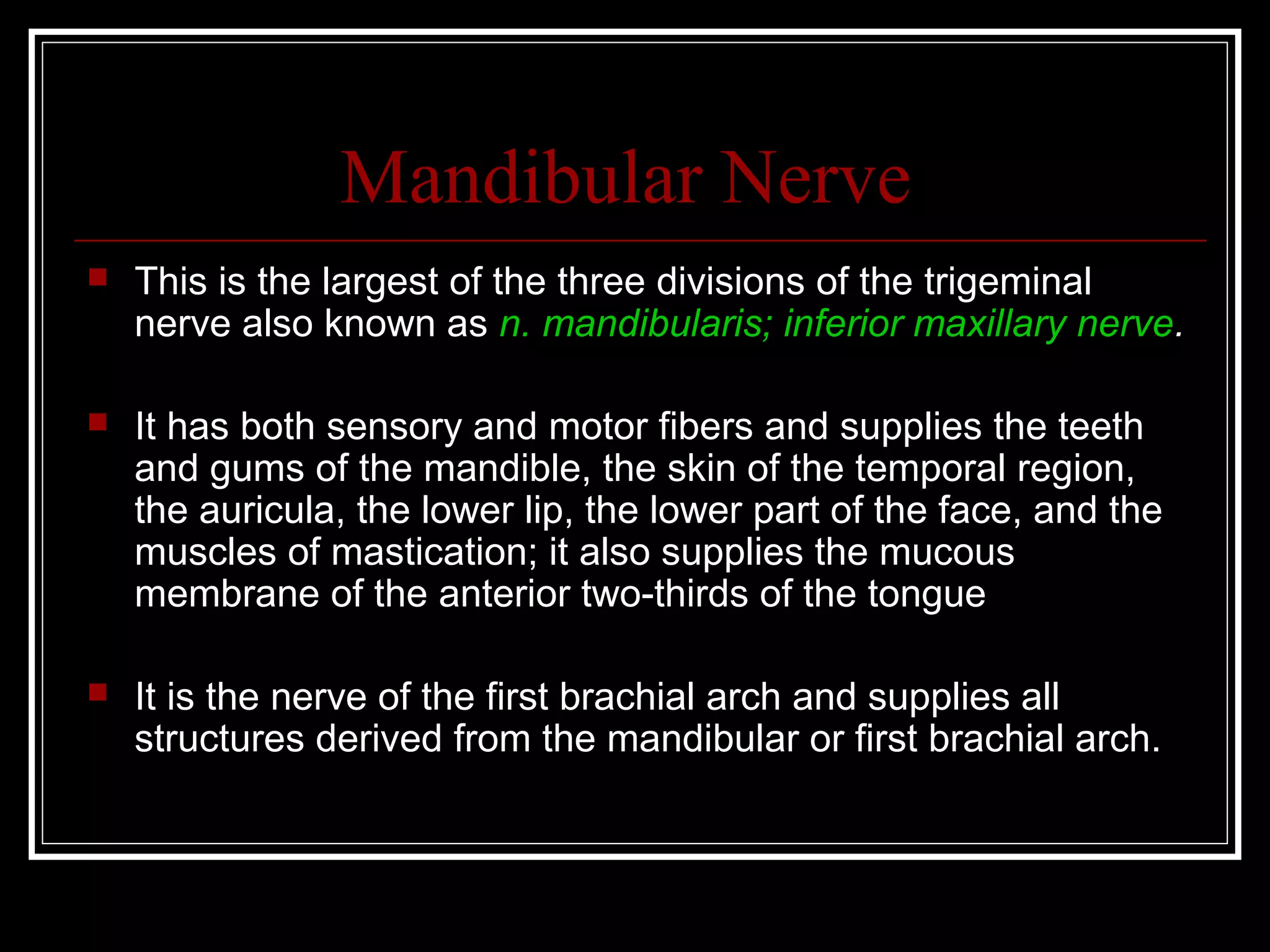 Trigeminal Nerve (Mandibular Division) Introduction | PPT