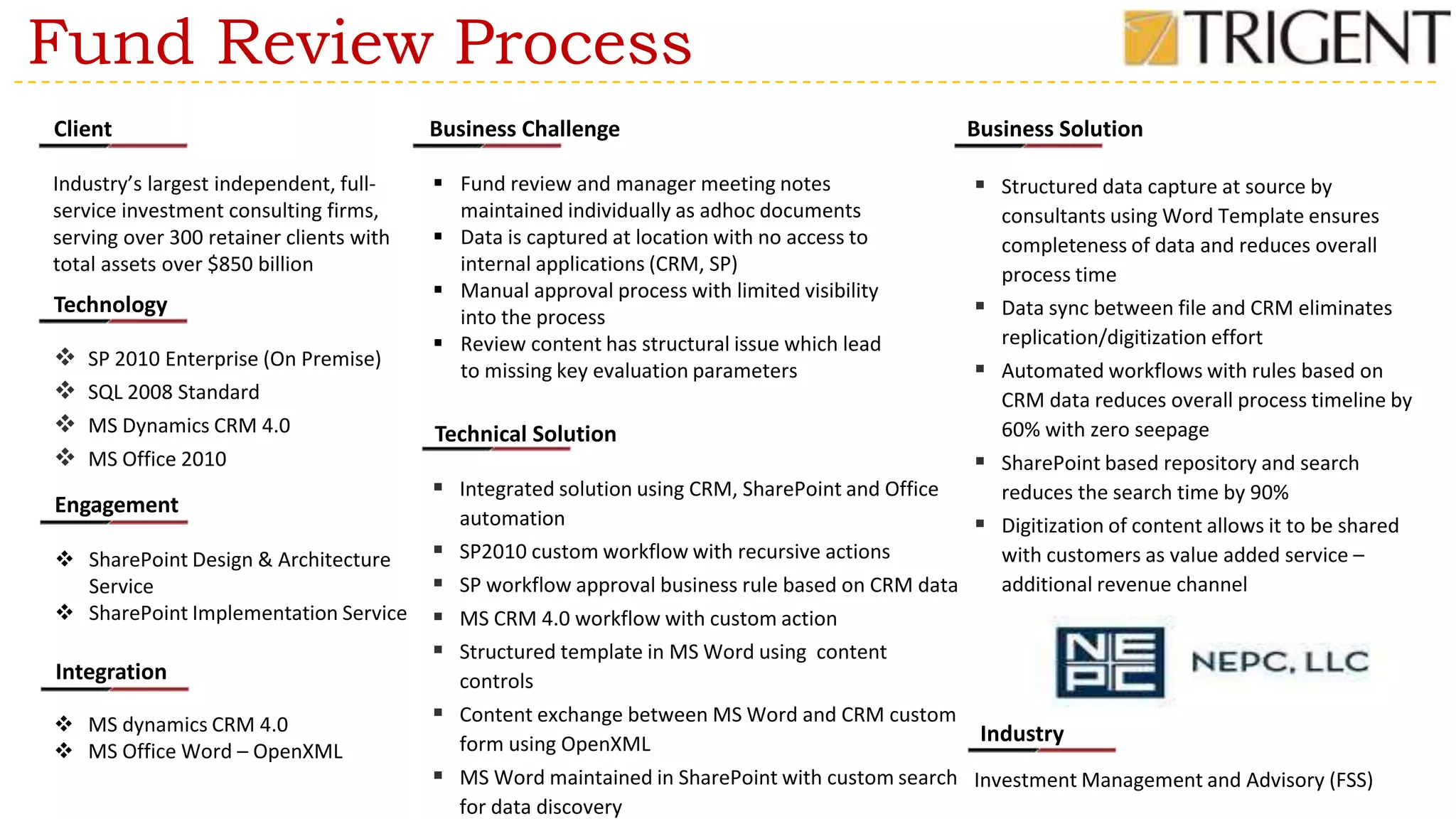 Trigent SharePoint expertise | PPTX