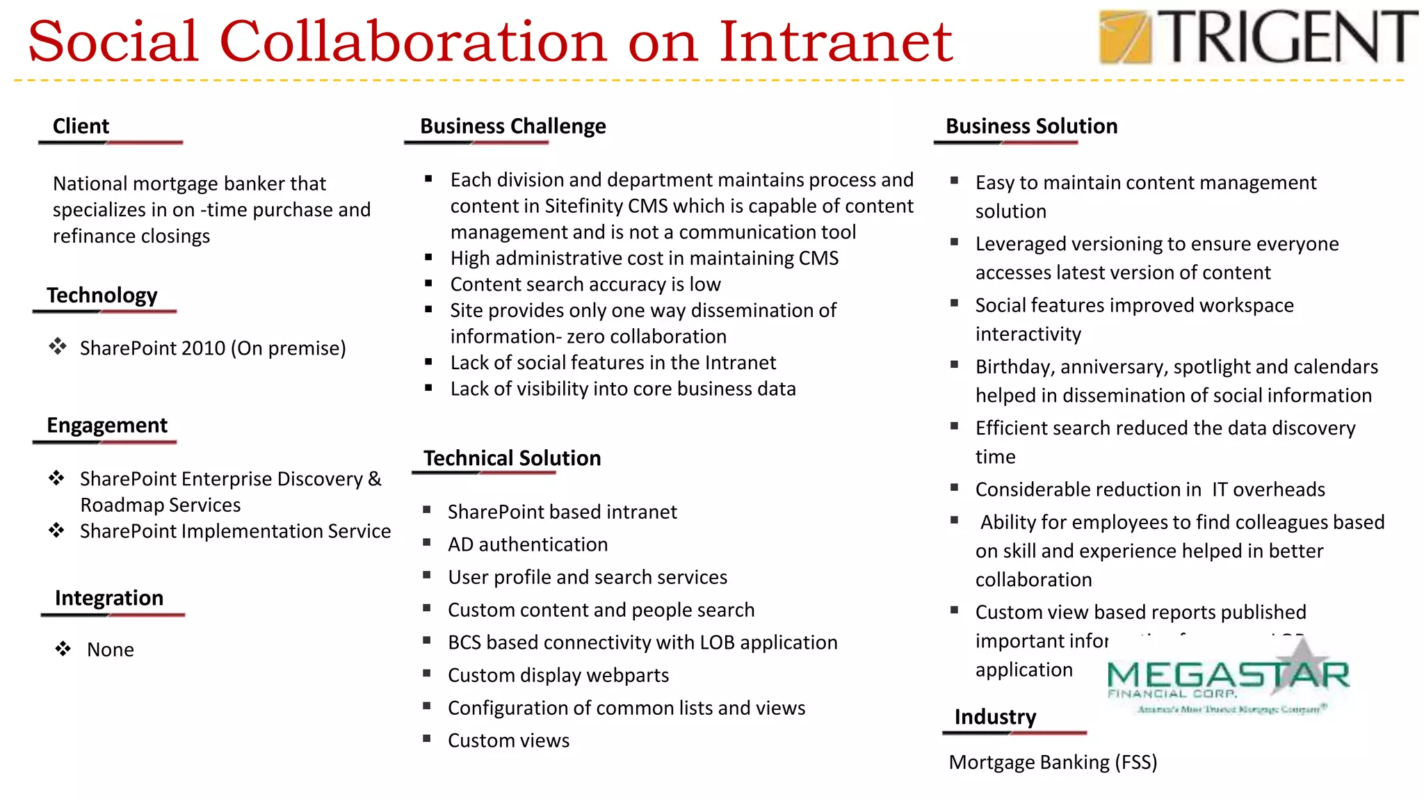 Trigent SharePoint expertise | PPTX | Computer Software and Applications | Computing