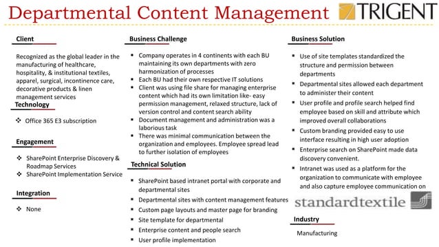 Trigent SharePoint expertise | PPTX | Computer Software and Applications | Computing