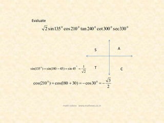 Trig evaluation of angles | PPT
