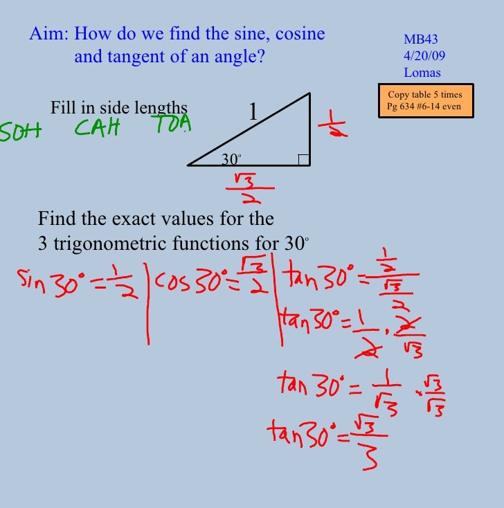 Trig Funct30 45 60