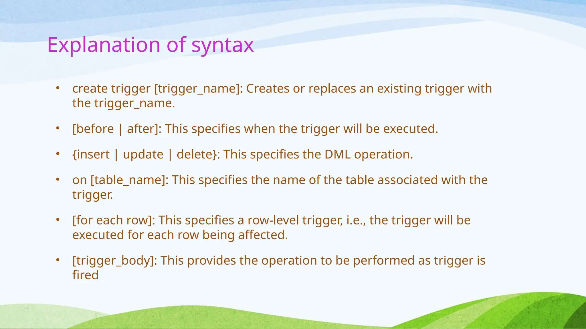 Trigger Database presentation powered by | PPTX