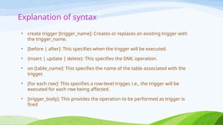 Trigger Database presentation powered by | PPTX