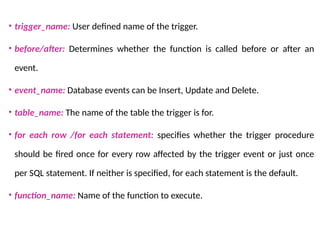 Trigger in Relational Database Management System | PPT