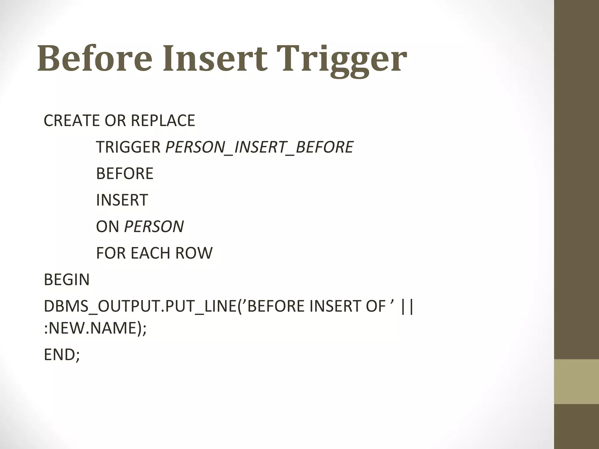 Oracle Database Trigger | PPT