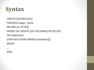 Oracle Database Trigger | PPT