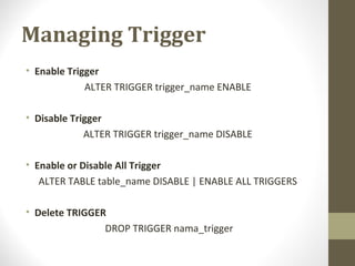 Oracle Database Trigger | PPT