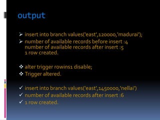 Triggers | PPTX | Databases | Computer Software and Applications