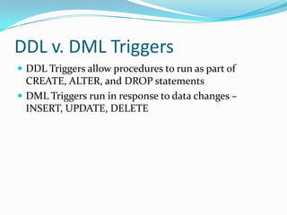Triggers | PPTX | Databases | Computer Software and Applications