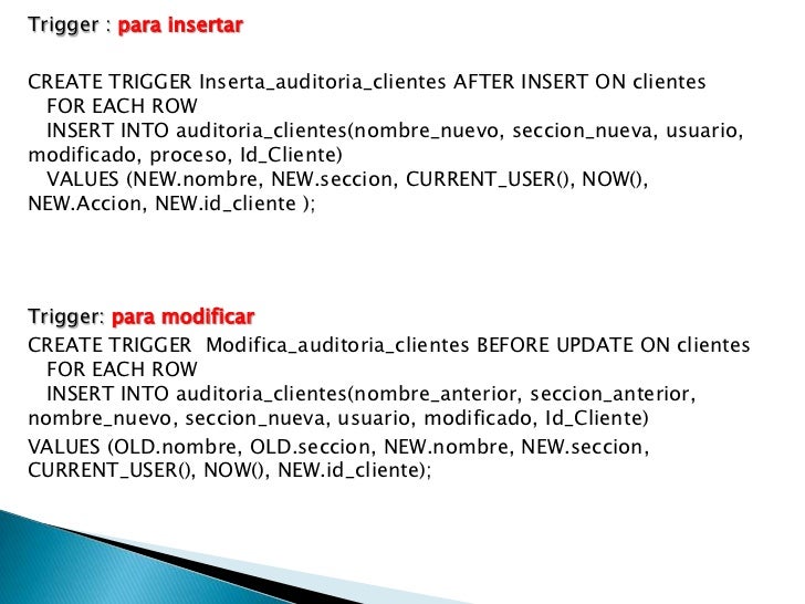 Triggers/Disparadores y Automatización de tareas en MySQL Server ...