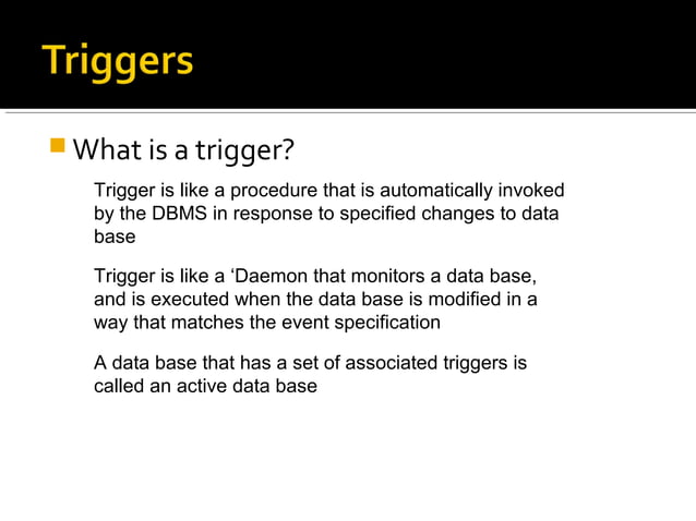 Database Triggers | PPT | Databases | Computer Software and Applications