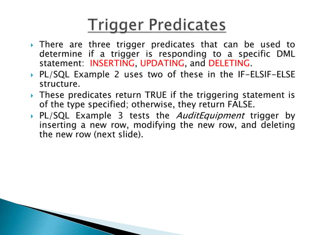 Triggers | PPTX | Databases | Computer Software and Applications