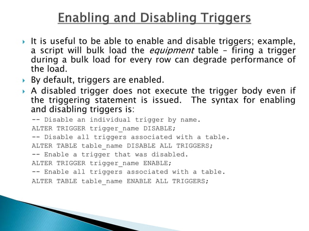 Triggers | PPTX | Databases | Computer Software and Applications