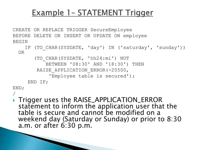 Triggers | PPTX | Databases | Computer Software and Applications