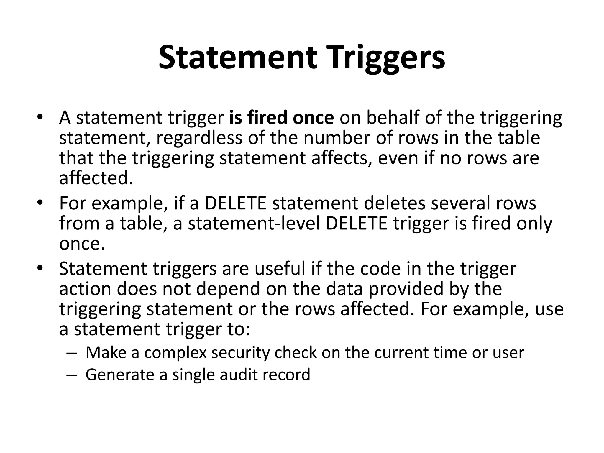 Triggers.PPTX | Databases | Computer Software and Applications