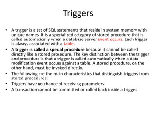 triggers.pptx | Databases | Computer Software and Applications