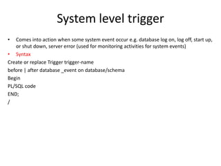 triggers.pptx | Databases | Computer Software and Applications