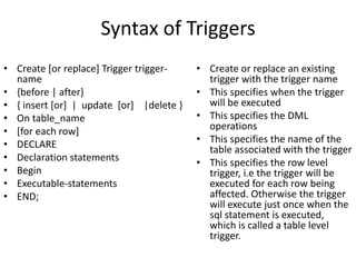 triggers.pptx | Databases | Computer Software and Applications